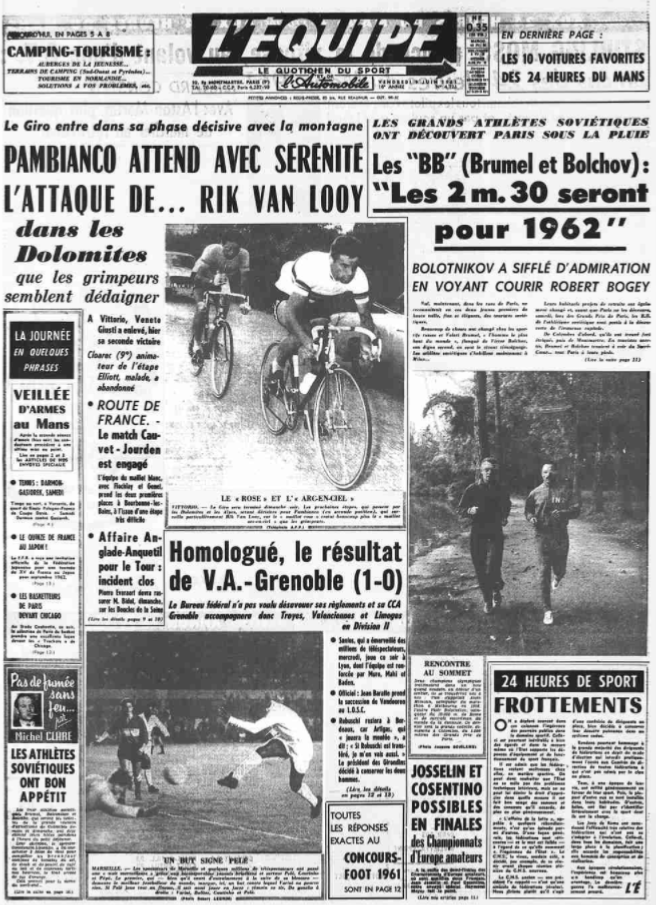 Journal l'équipe 1961-Cadeau d'anniversaire original