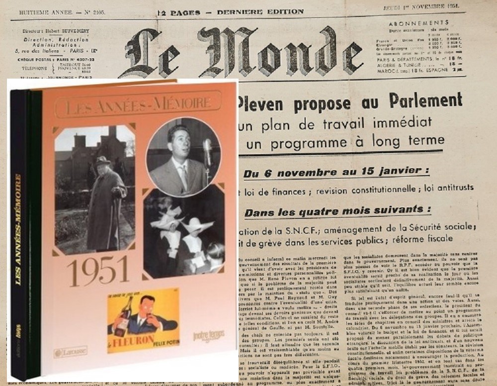 Journal du jour de naissance et livre anniversaire 1951