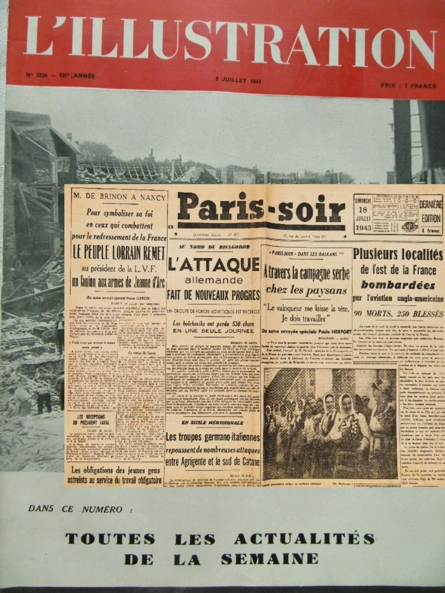 Journal ancien de 1943 et sa revue l'illustration.
