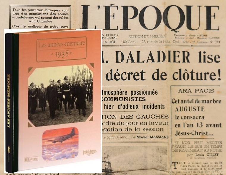 journal d'époque de 1938 et son livre anniversaire.