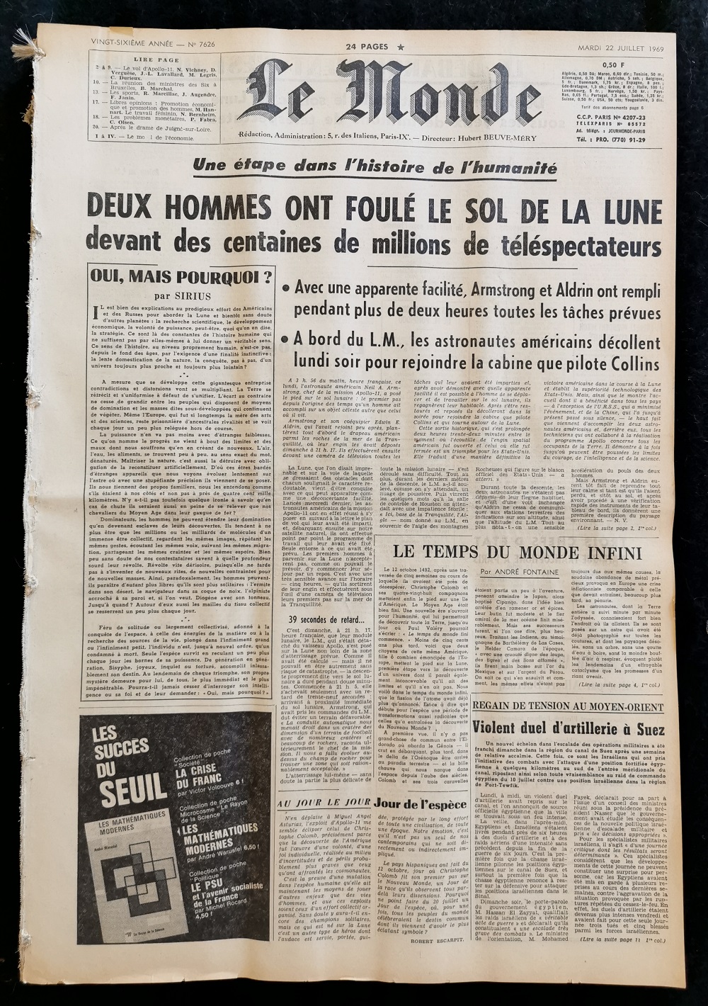 Journal de naissance le monde 1969